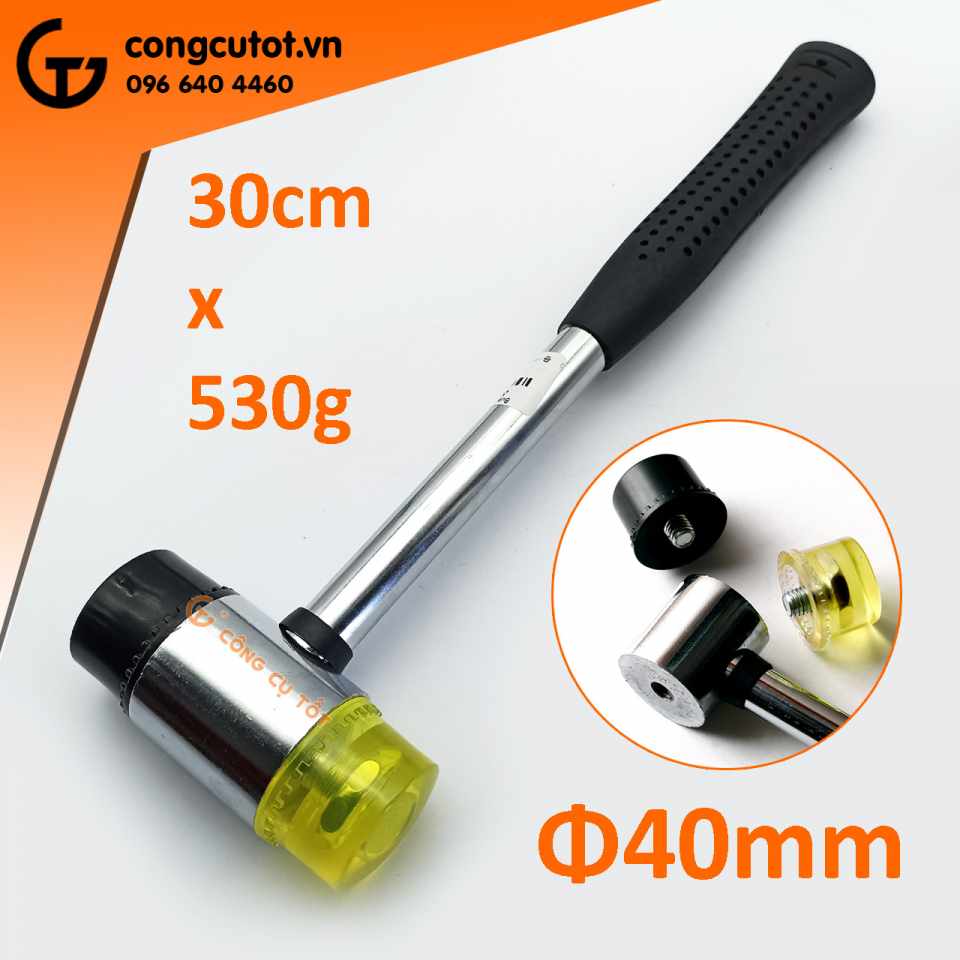 Búa cao su 2 đầu Φ40mm cán kim loại 30cm x 530g GIÁ TỐT