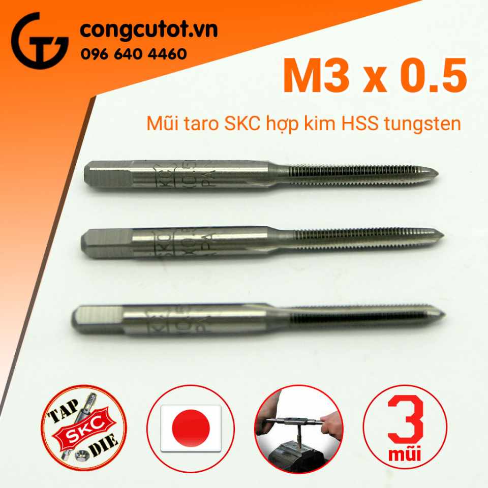 Mũi taro M3 bước ren 0.5 mm của Nhật