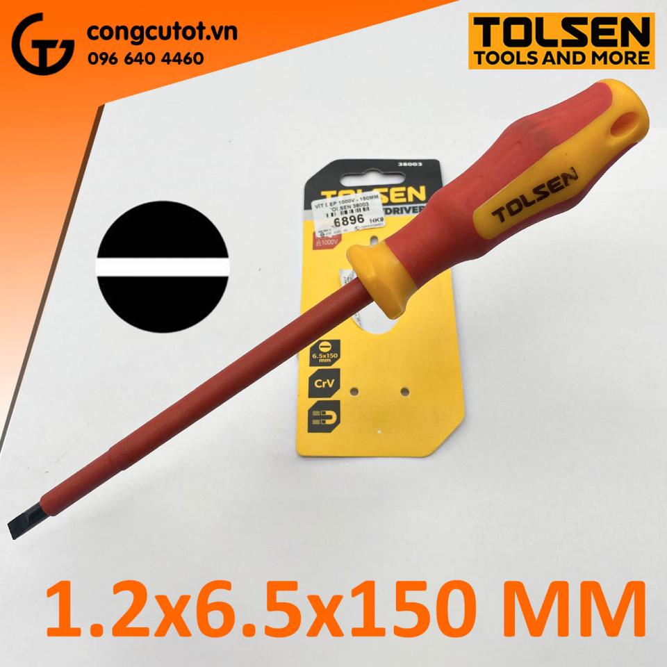 Tô vít dẹp cách điện 1000V 1.2x6.5x150mm đạt chuẩn VDE TOLSEN 38003